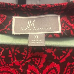 JM Collection | Tops | Jm Collection Red And Black Patterned Blouse ...